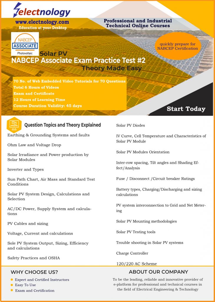 NABCEP PV Associate Training 2 - Theory Made Easy | Electnology